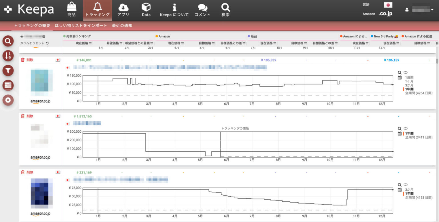 Amazonの値下げ通知をするKeepaのトラッキング機能の使い方 - くりすぷのせどりブログ